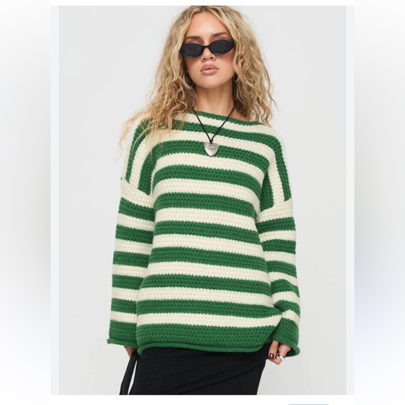 Princess Polly | Sweaters | Princess Polly Green And Cream Striped ...